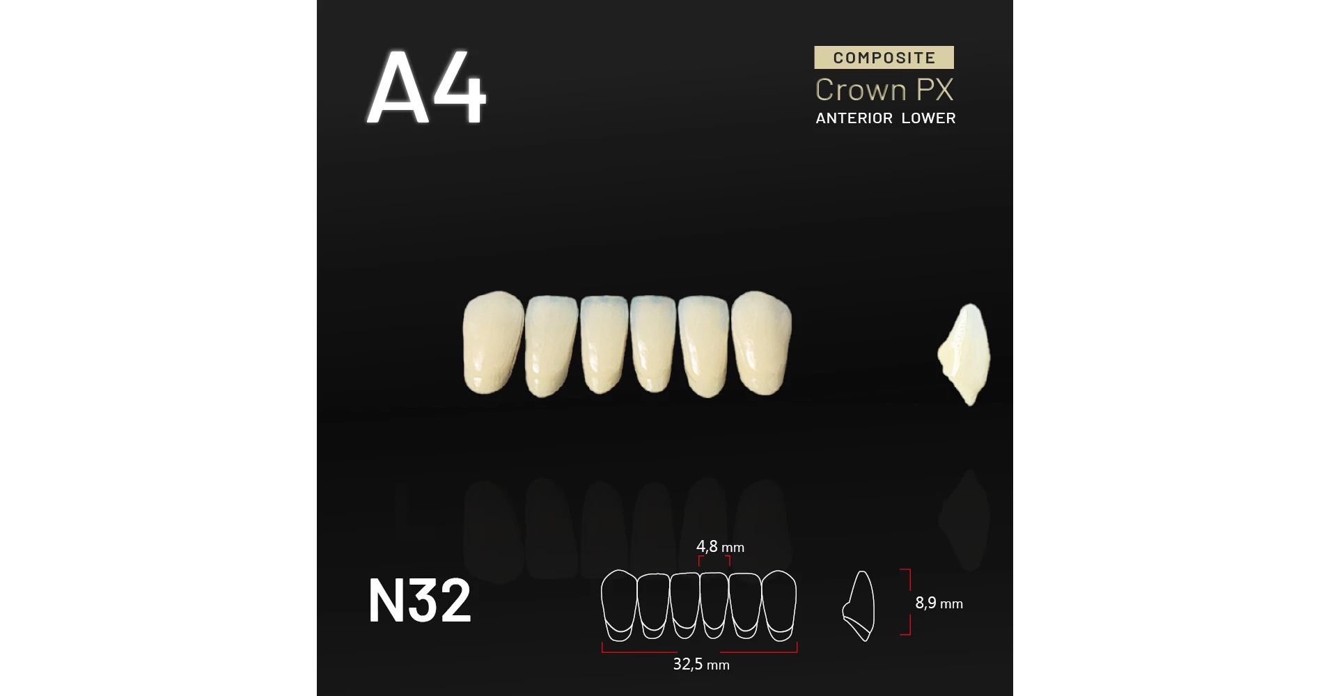 Yamahachi Composit Crown metsző alsó A4 N32 - Fogászati műfog